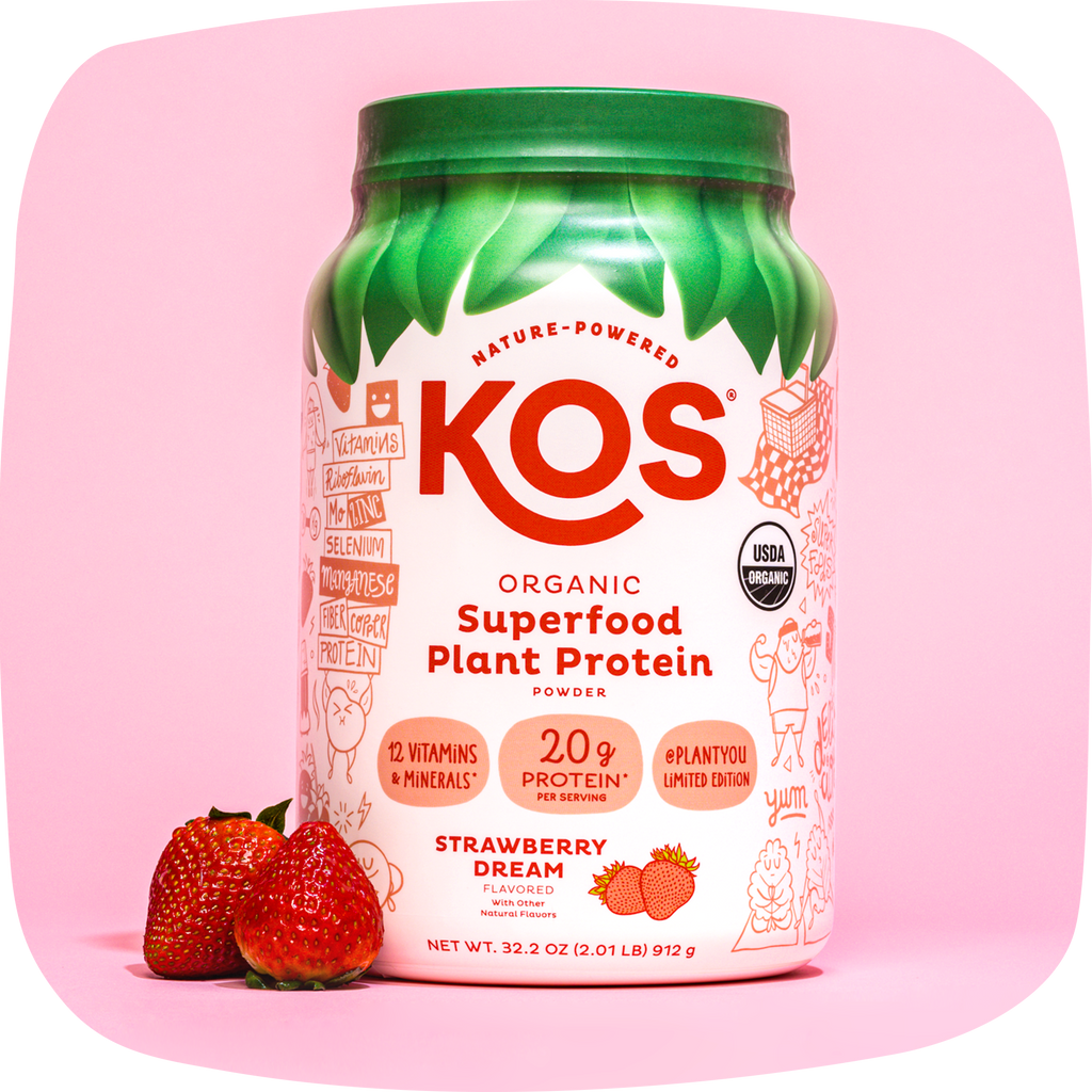 KOS Strawberry Dream Organic Vegan Plant Protein Powder – KOS.com