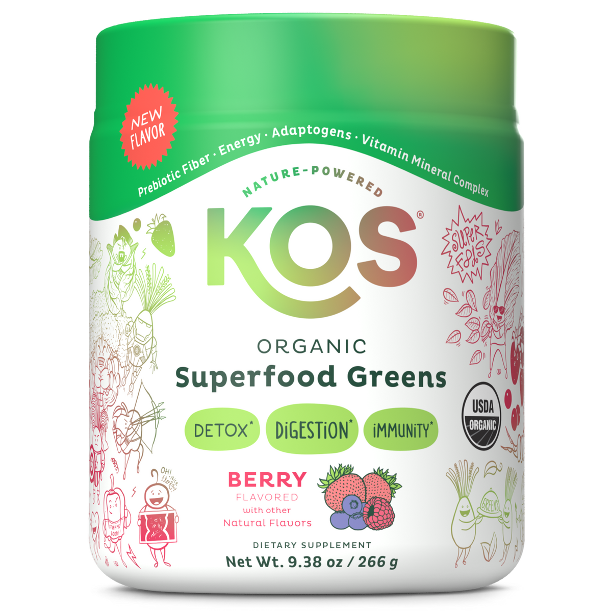 KOS Amazing Tasting Super Greens Powder | USDA Organic | KOS.com