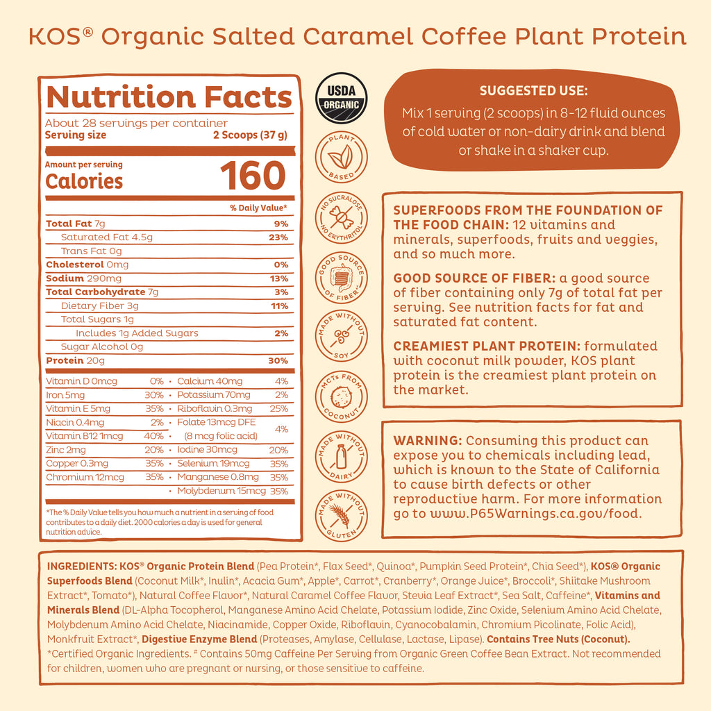 KOS Plant Protein - Salted Caramel Coffee – KOS.com